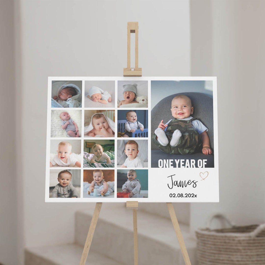Editable First Year Photo Collage, Baby First Year Poster, 12 Months ...