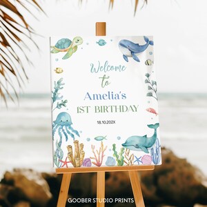 EDITABLE Under the Sea Birthday Party Welcome Sign, Ocean Birthday ...