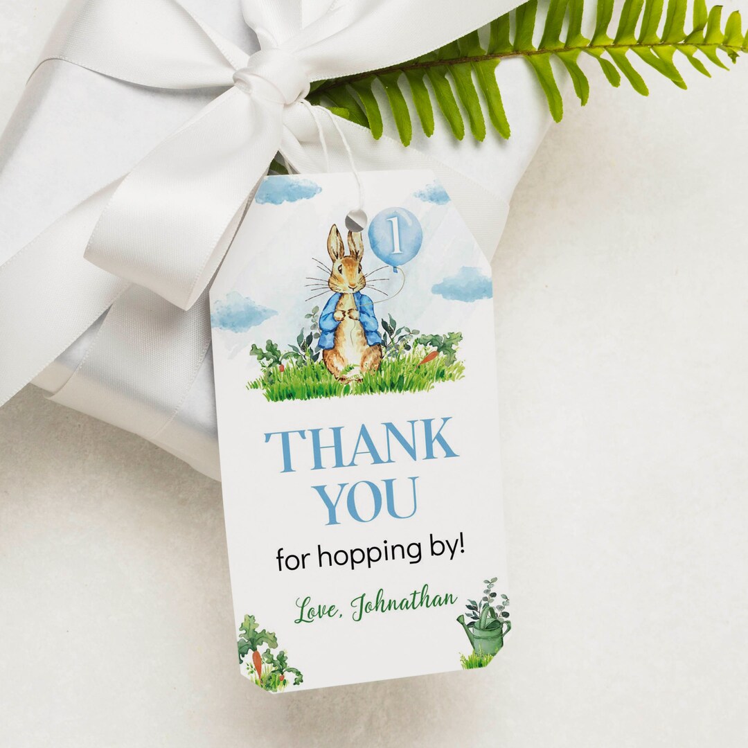EDITABLE Peter Rabbit Favor Tags, Peter Rabbit Birthday Thank You Tag ...