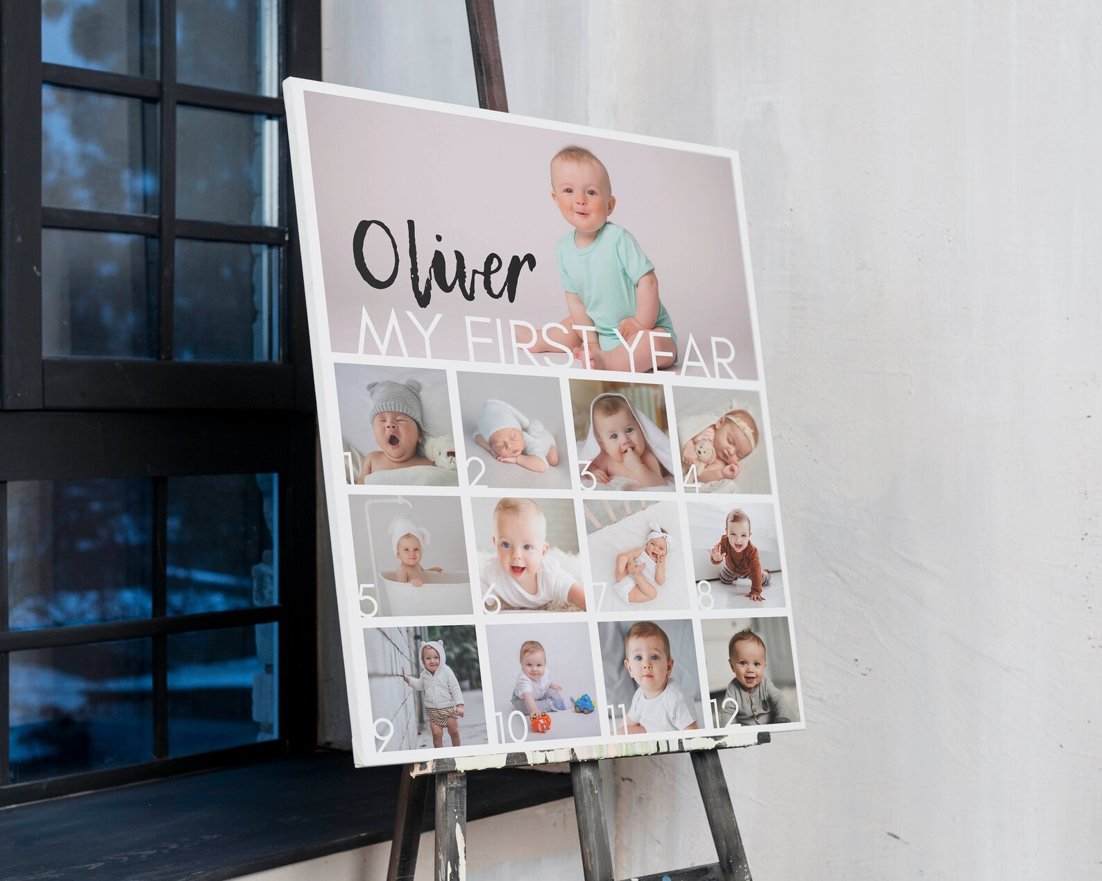 Editable First Year Photo Collage, 12 Months Photo Print, Modern First ...