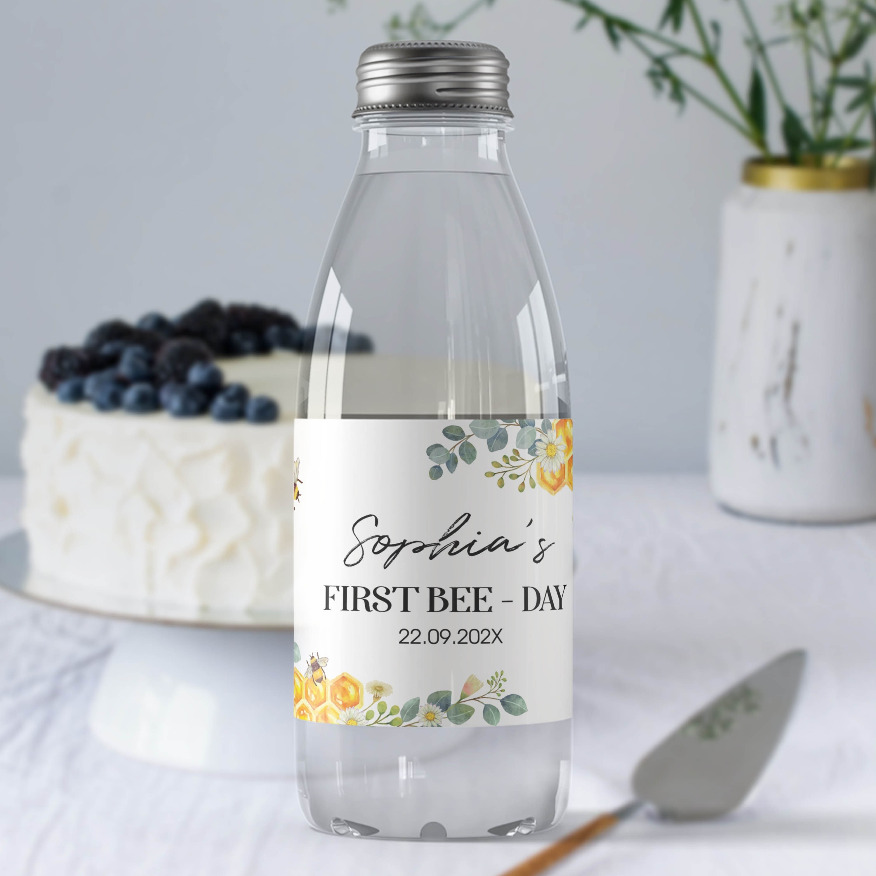 EDITABLE Bee Water Bottle Label First Bee Day Birthday - Etsy