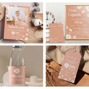 Editable Daisy First Birthday Invitation Bundle, Daisy Birthday Party ...