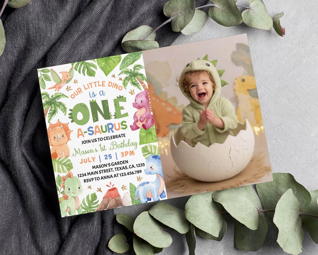 Oneasaurus Birthday Invitation, Dinosaur 1st Birthday Invitation ...