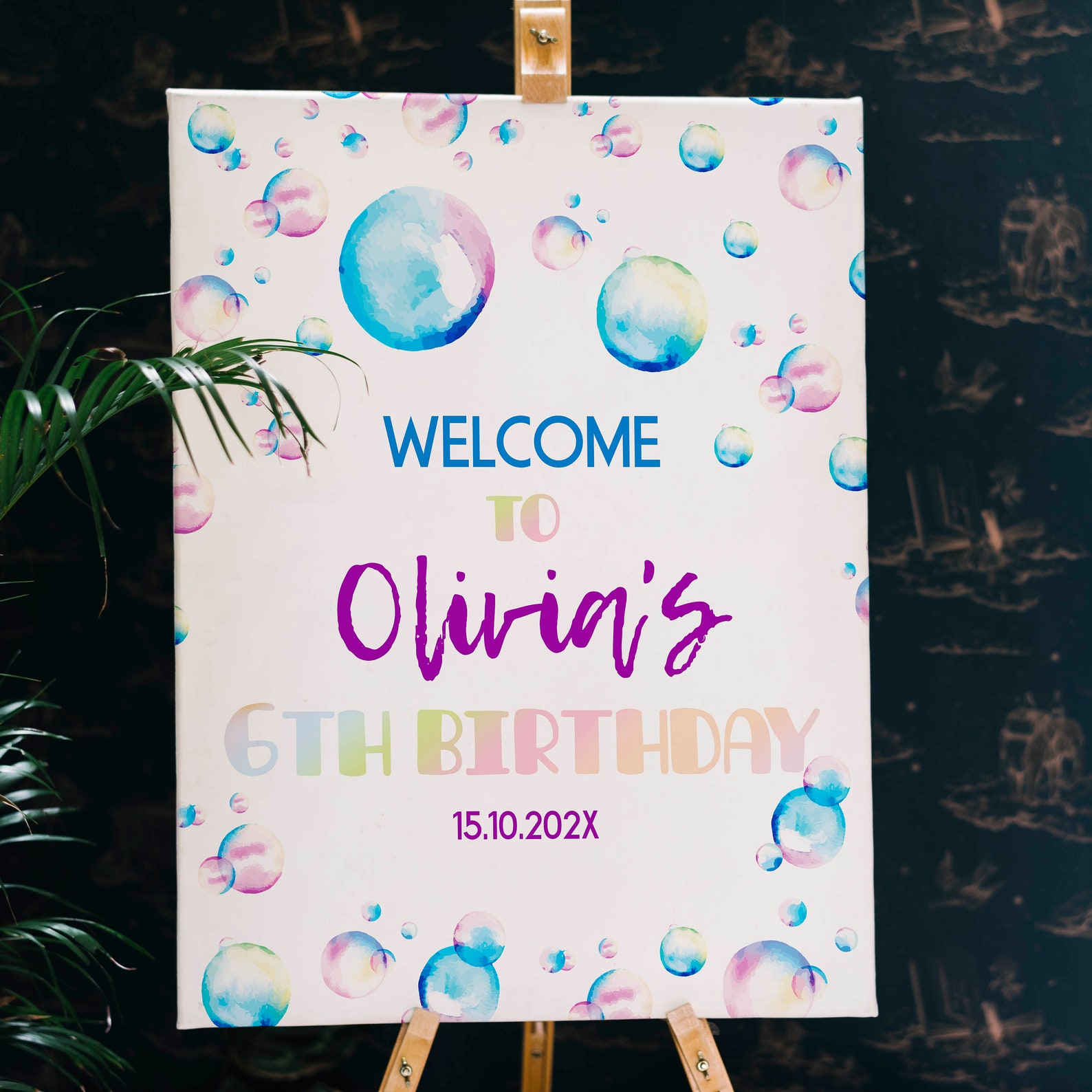 EDITABLE Bubble Welcome Sign, Bubble Birthday Party Welcome Poster, Pop ...