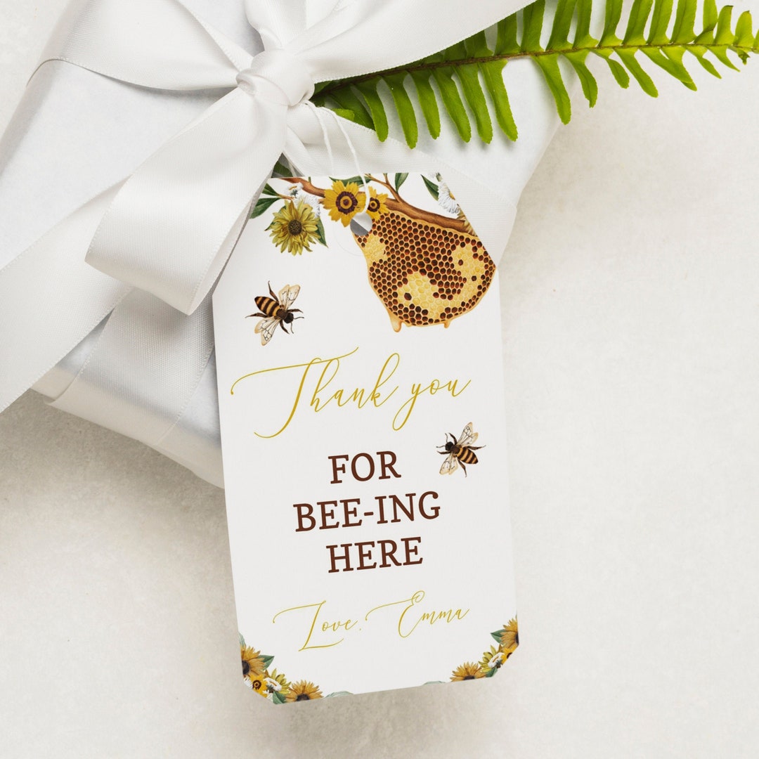 EDITABLE Bee Thank You Tag, Honey Bee Favor Tag, Bumble Bee Gift Tag ...