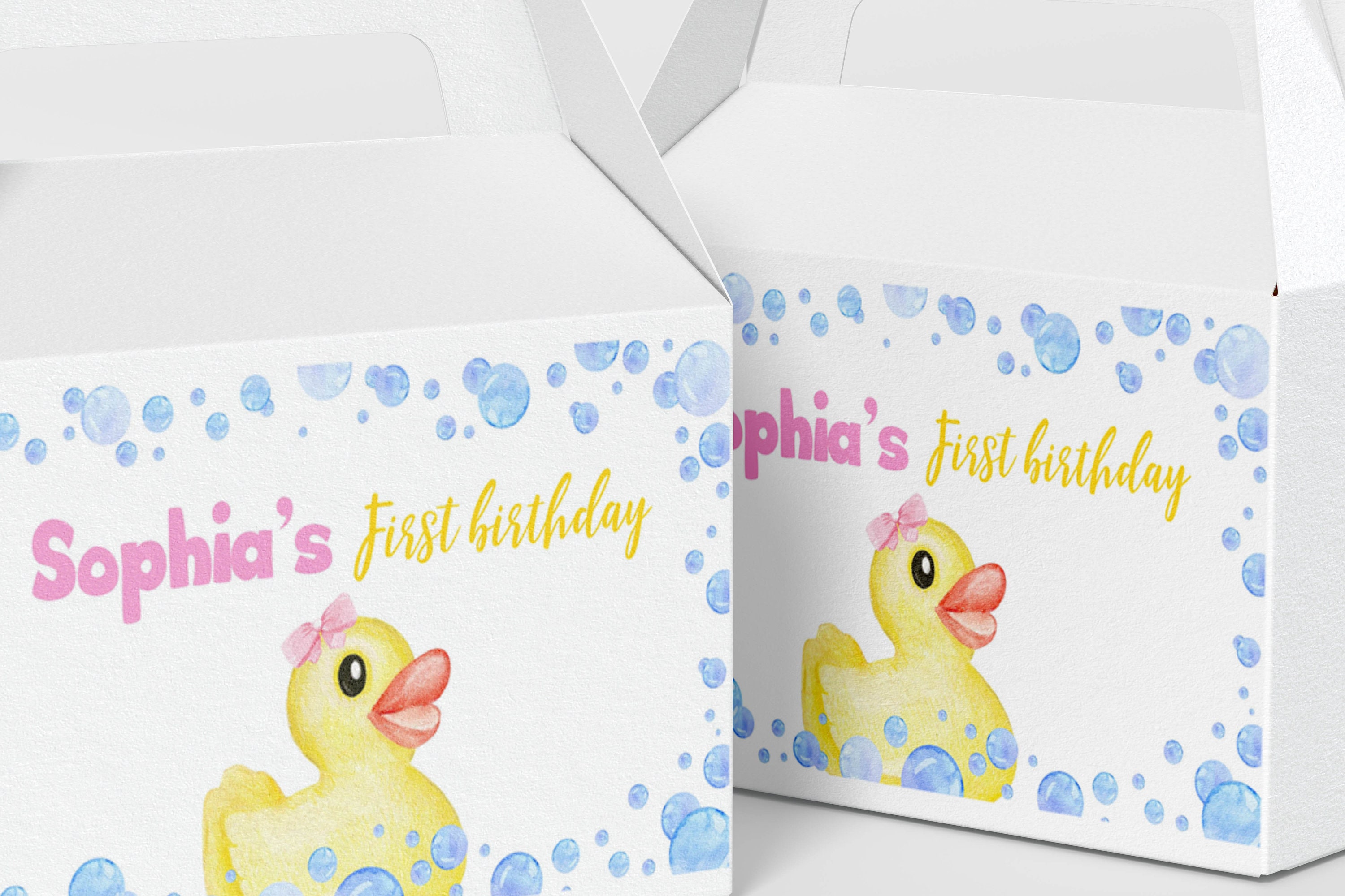 EDITABLE Rubber Duckie Gable Gift Box Label Yellow Duck - Etsy