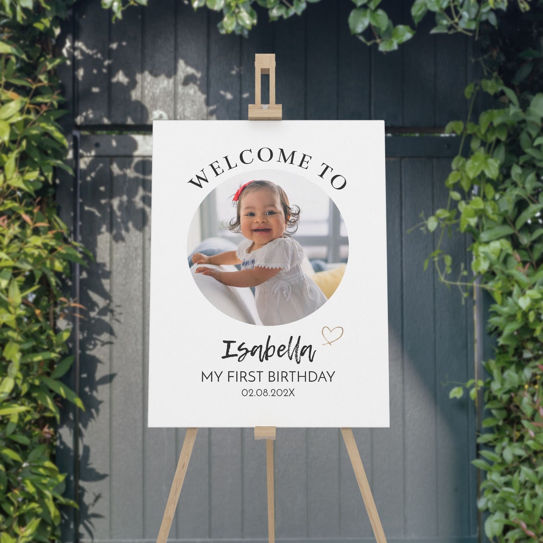 EDITABLE Photo Birthday Welcome Sign, Modern Birthday Welcome Sign ...