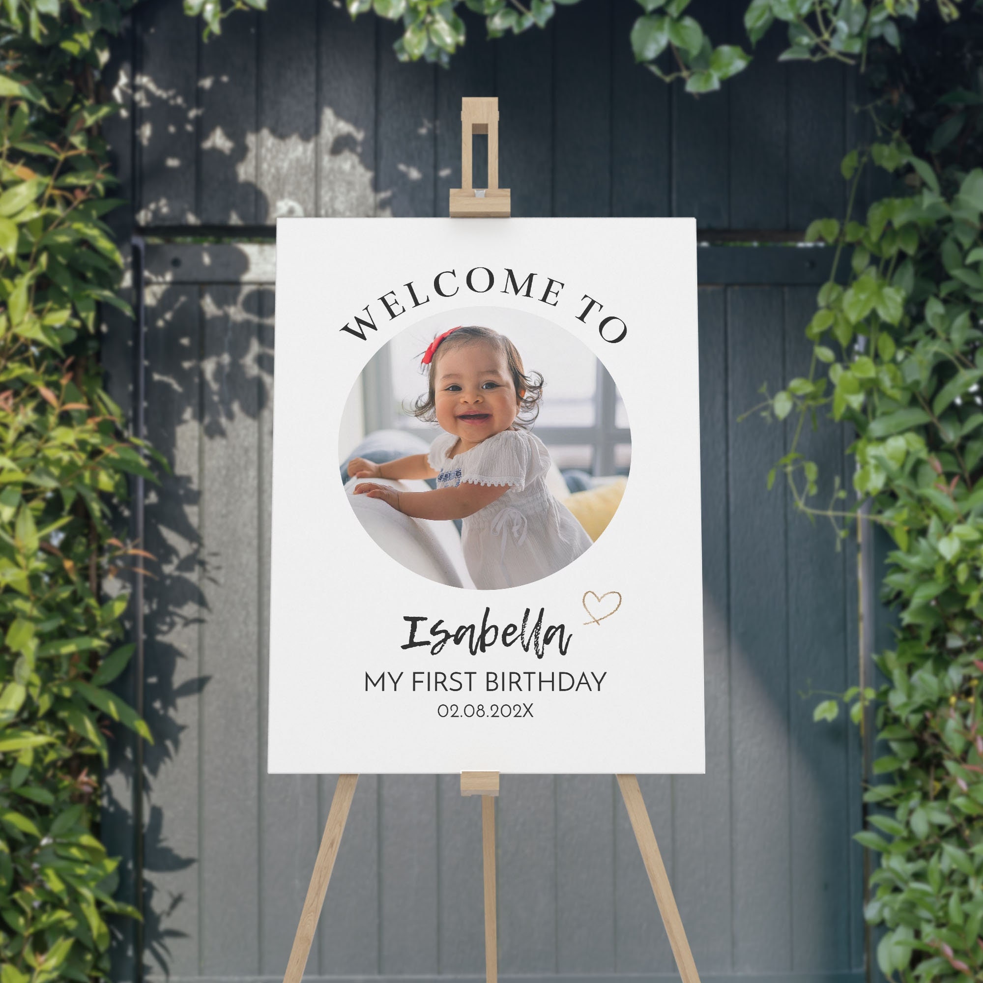 EDITABLE Photo Birthday Welcome Sign Modern Birthday Welcome - Etsy