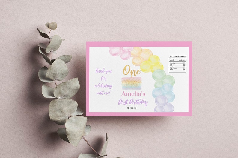 Pastel Rainbow Birthday Chip Bags Pastel 1st Birthday Snack - Etsy