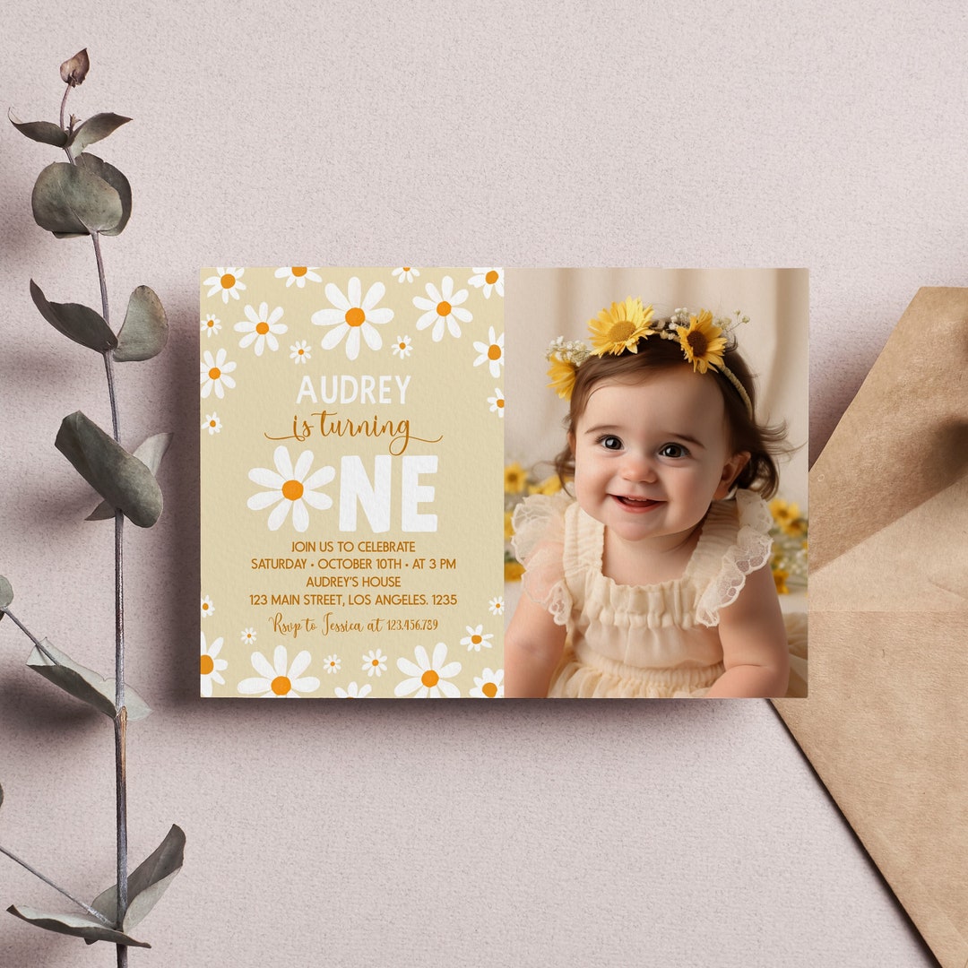 Editable Daisy Birthday Invitation, Daisy First Birthday Invitation ...