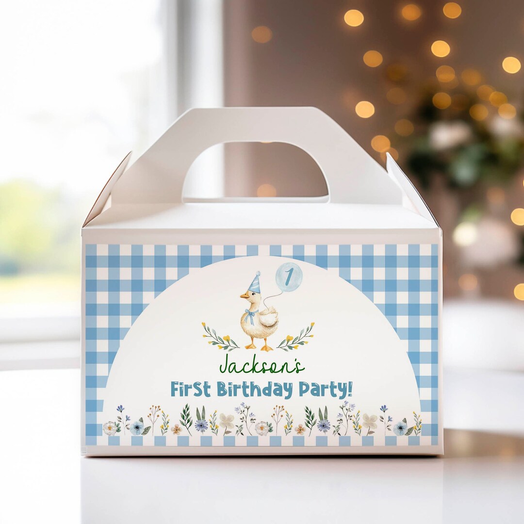 EDITABLE One Silly Goose Gable Gift Box Label, Silly Goose Birthday ...