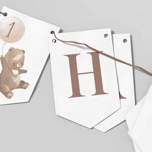 Editable Bear Birthday Banner Teddy Bear Happy Birthday - Etsy