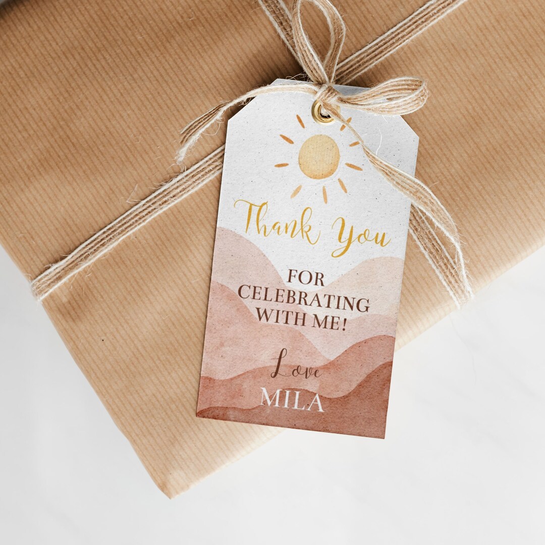 EDITABLE Sunshine Birthday Favor Tag, Boho Sunshine Thank You Tag ...