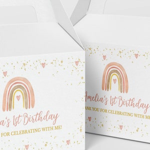 EDITABLE Boho Birthday Party Favor Box Label, Boho Rainbow Birthday ...
