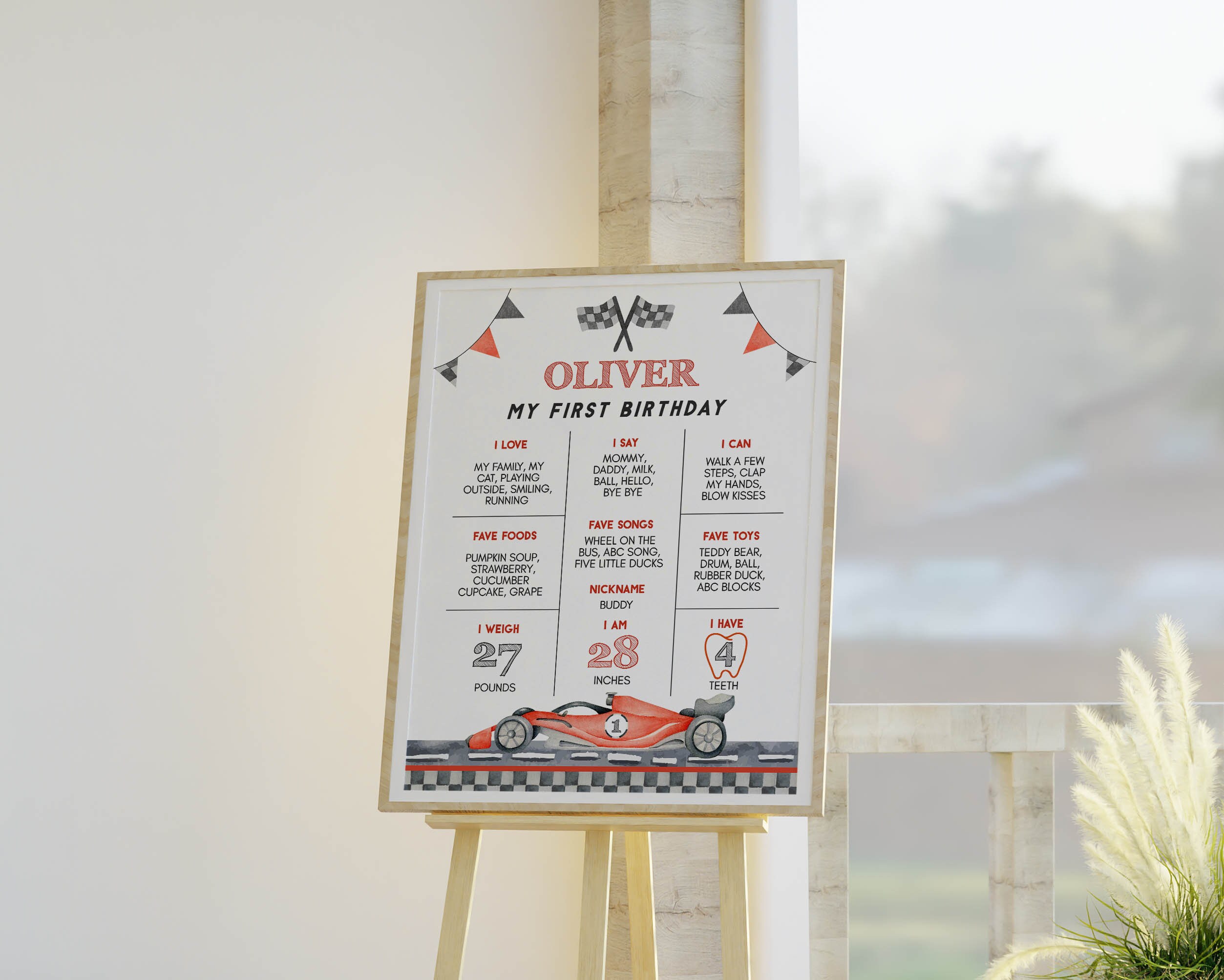 EDITABLE Race Car Birthday Milestone Poster Race Car 1st - Etsy