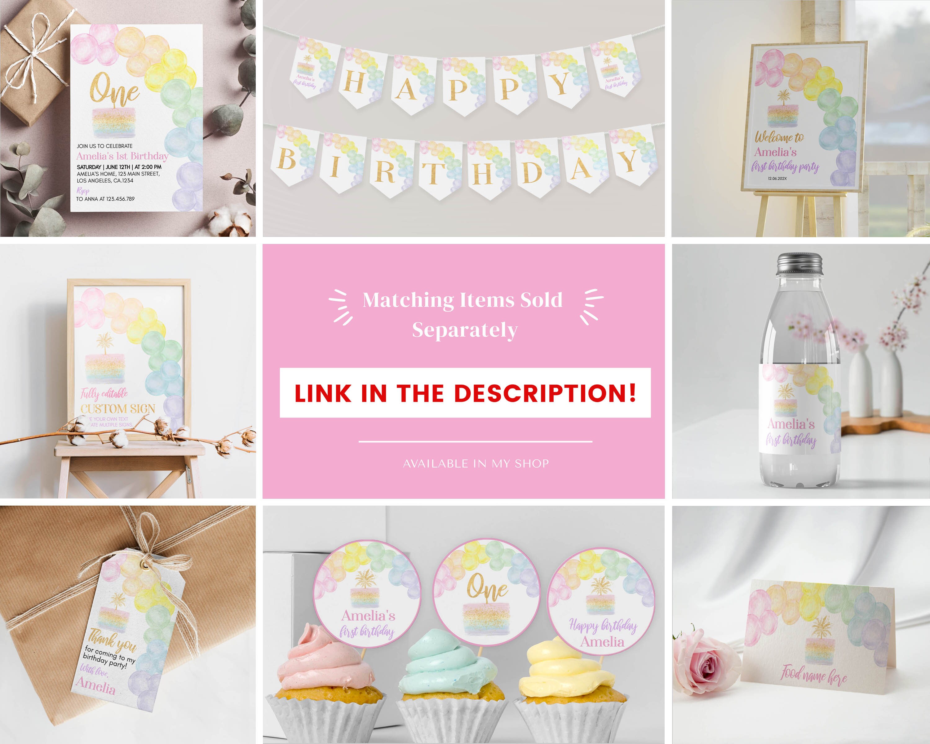 EDITABLE Pastel Rainbow Welcome Sign Rainbow Birthday Sign - Etsy