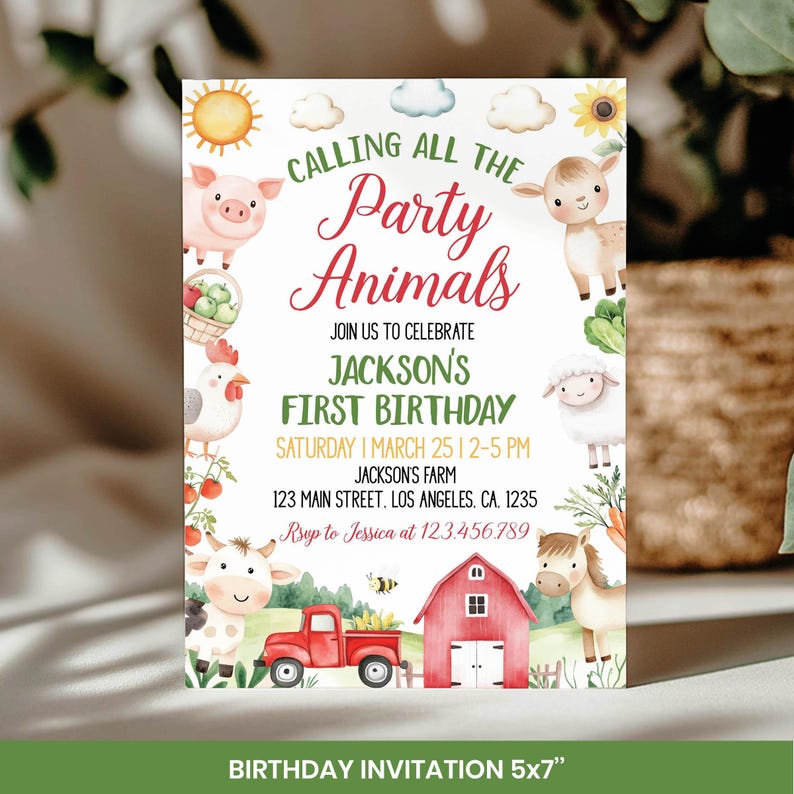 Editable Farm Birthday Invitation Bundle, Barnyard Birthday Party Kit ...