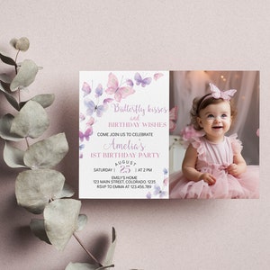 EDITABLE Butterfly Birthday Invitation, Flutter by Butterfly Party ...