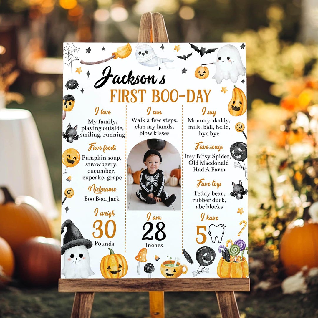 EDITABLE Spooky One Birthday Milestone Sign, Halloween Milestone 1st ...