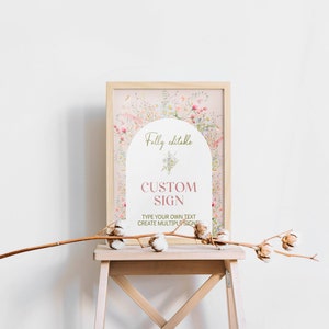 EDITABLE Wildflower Custom Sign, Boho Floral Party Sign, Wild Daisy ...