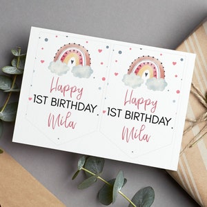 Editable Boho Rainbow Birthday Banner, Muted Rainbow Happy Birthday ...