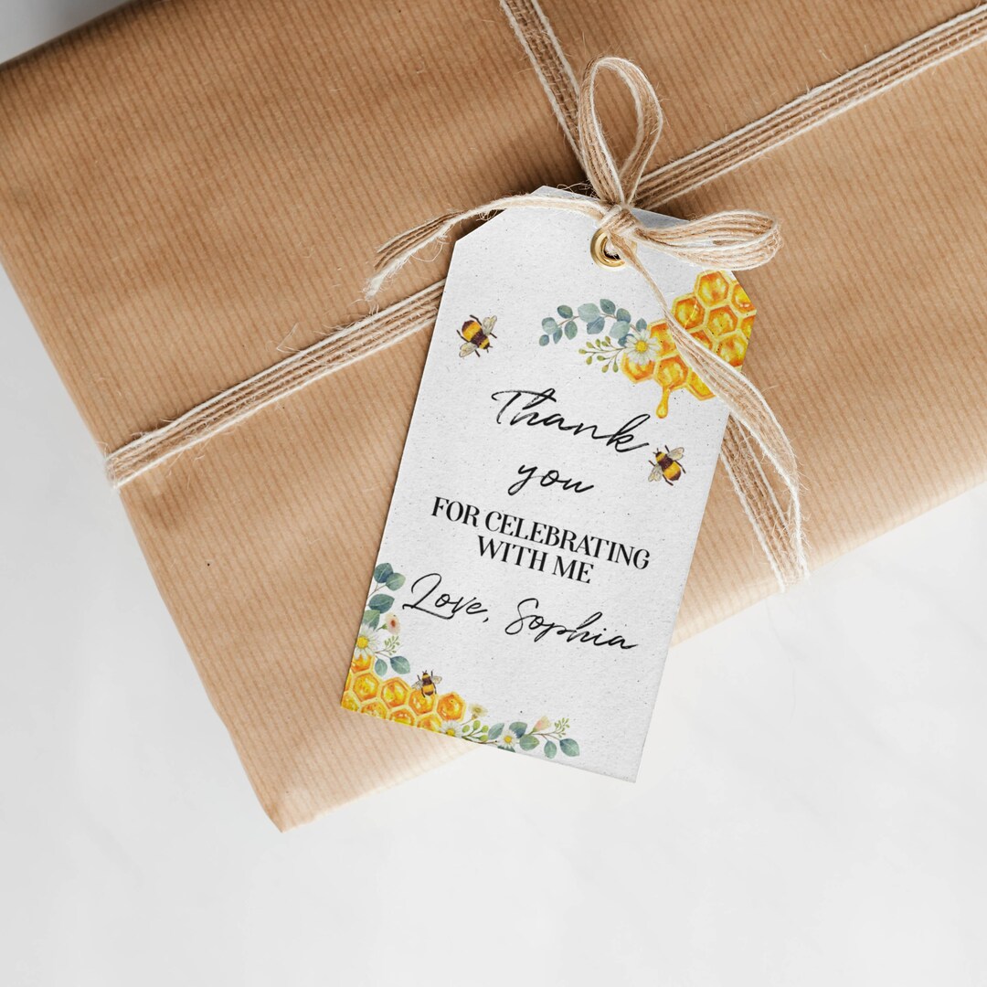 EDITABLE First Bee Day Favor Tags, Honey Bee Thank You Tags, Bumble Bee ...