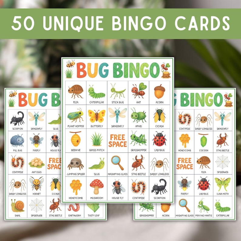 Bug Bingo Game Printable for Kids, Insect Bingo Cards for Classroom ...