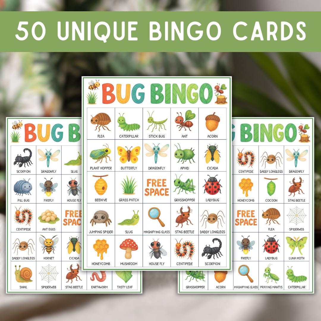 Bug Bingo Game Printable for Kids, Insect Bingo Cards for Classroom ...