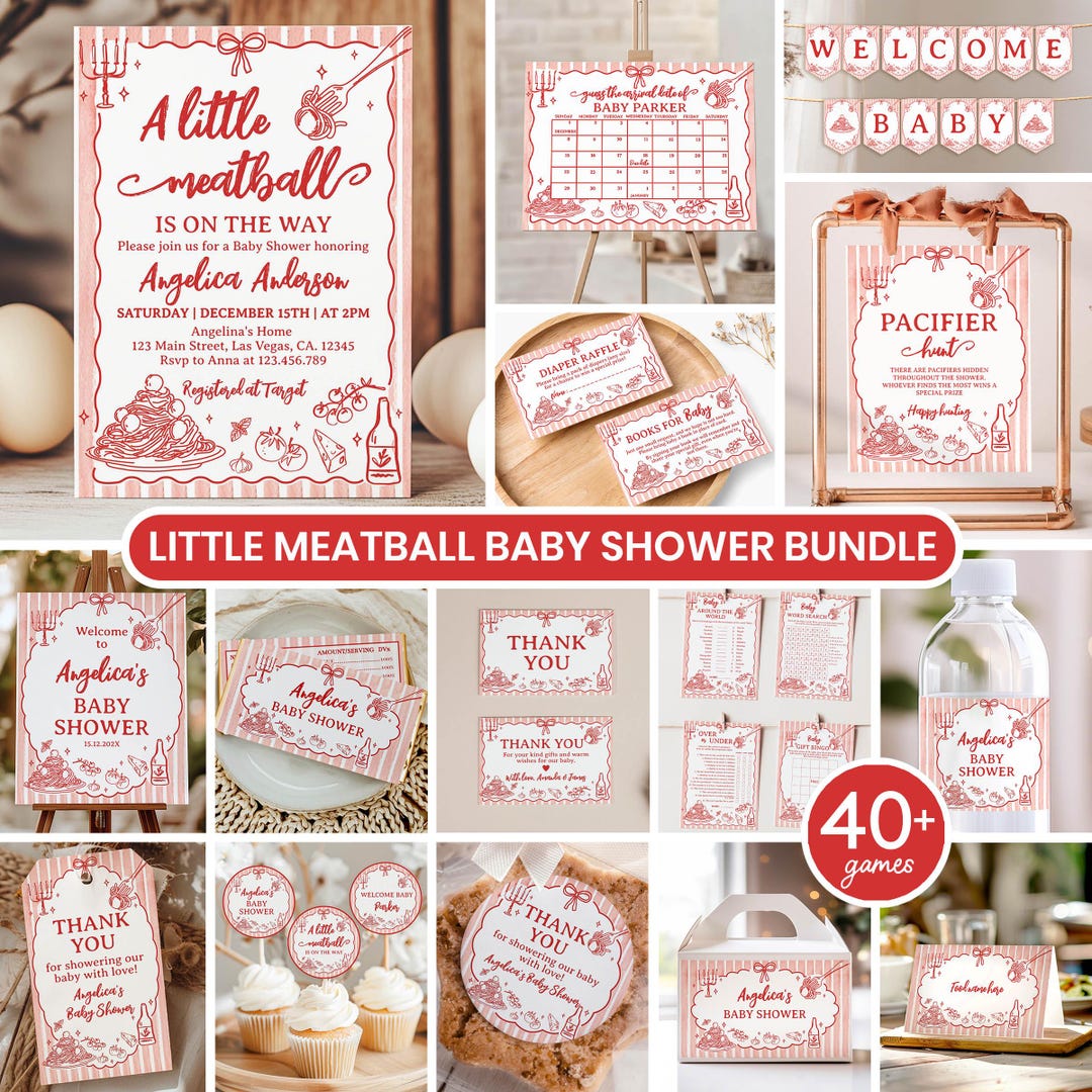 A Little Meatball Baby Shower Bundle, Italian Baby Shower Invitation ...
