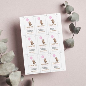 EDITABLE Teddy Bear Birthday Favor Tags, Beary First Birthday Thank You ...