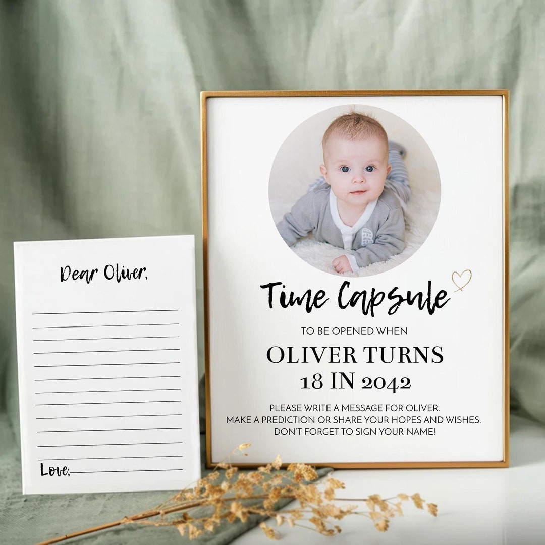 Modern 1st Birthday Time Capsule, Baby Time Capsule Sign, Simple Photo ...