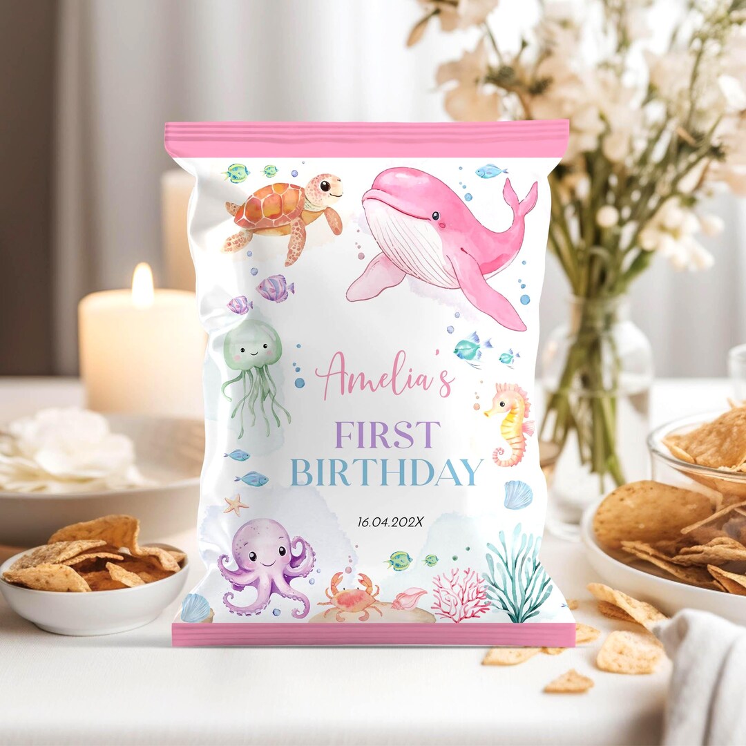 EDITABLE Under the Sea Birthday Chip Bags, Ocean Theme Birthday Party ...