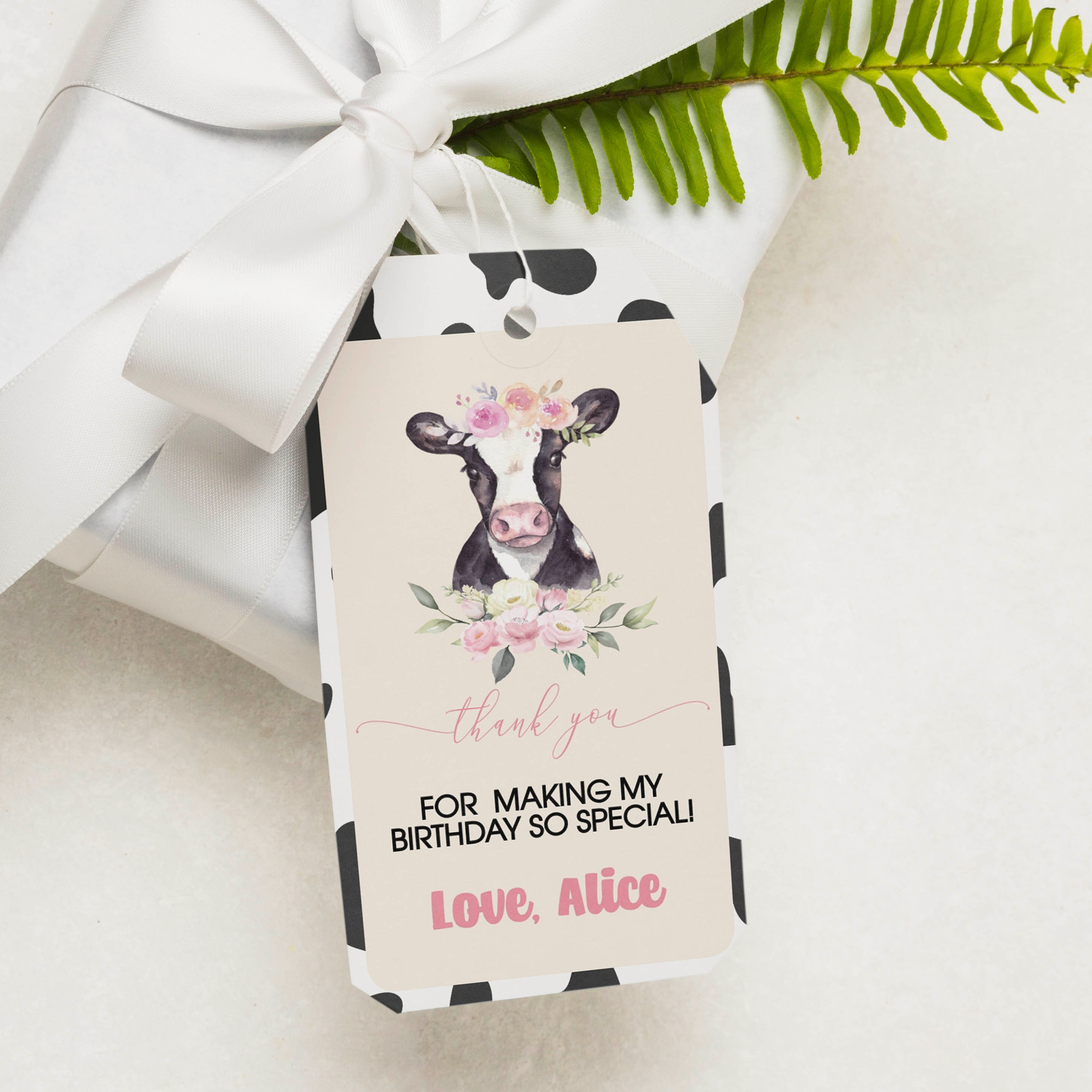 EDITABLE Cow Thank You Tag Moo Cow Birthday Favor Tag Holy | Etsy