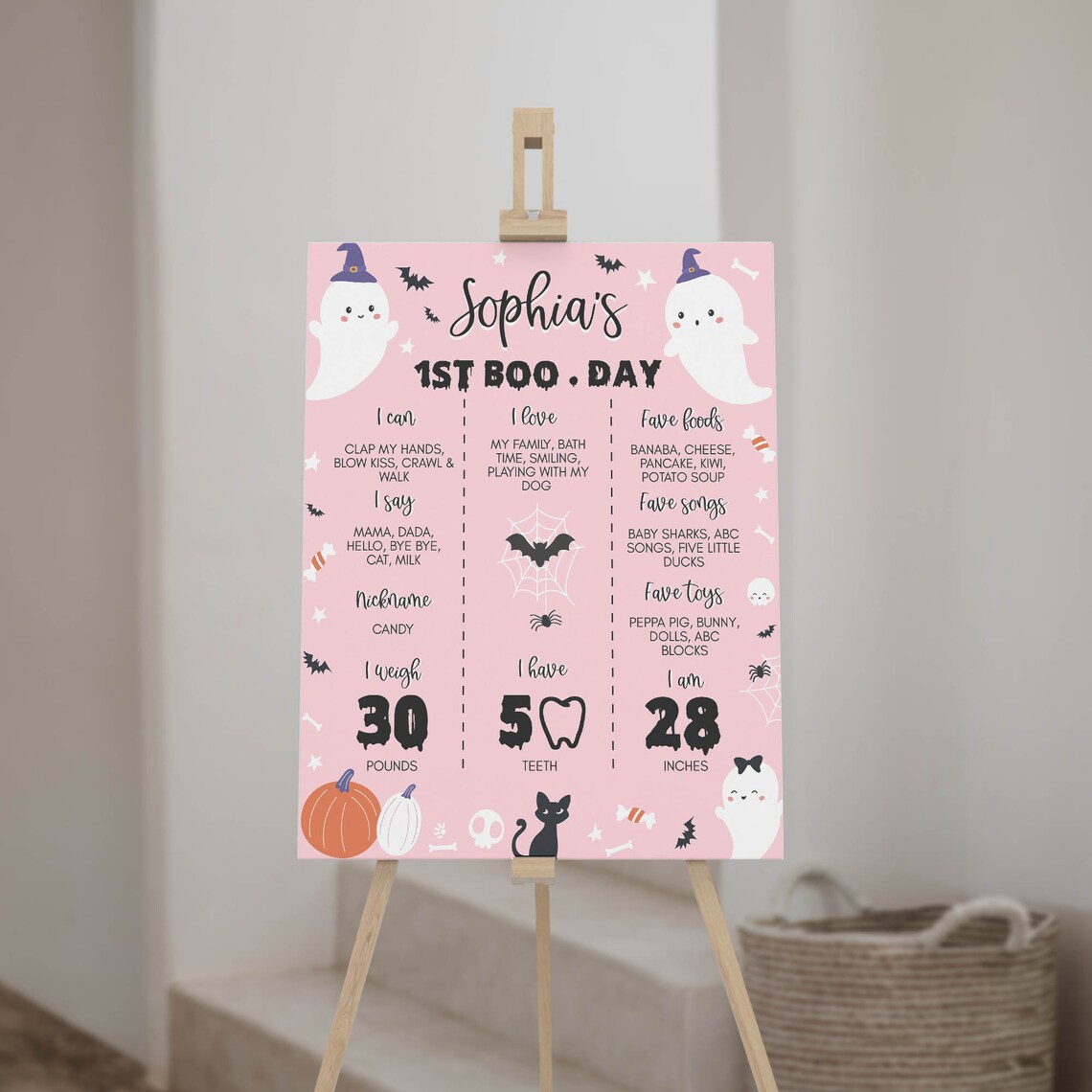 EDITABLE Spooky One Birthday Milestone Board, Halloween Milestone 1st ...