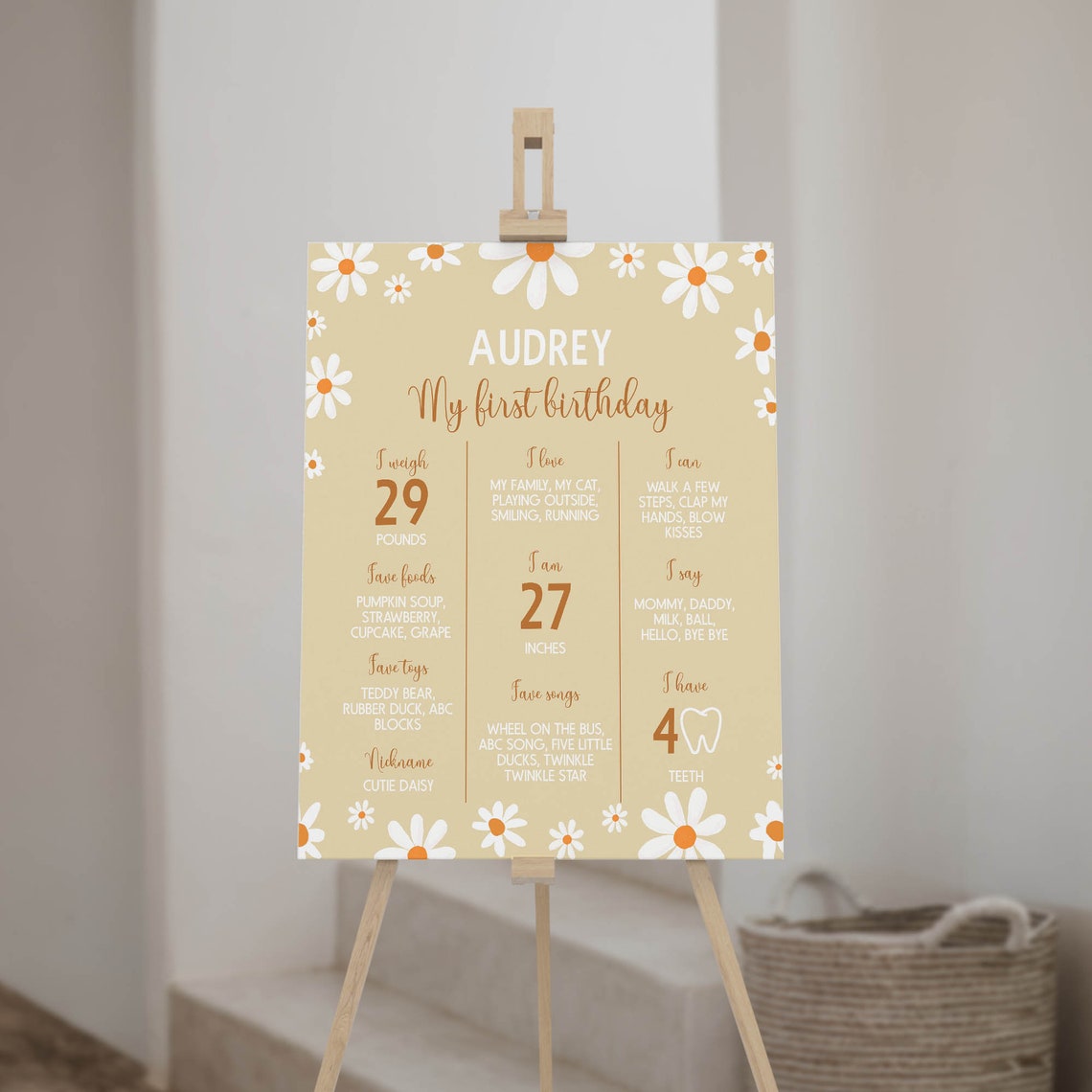 EDITABLE Daisy First Birthday Milestone Sign, Miss Daisy One Year of ...