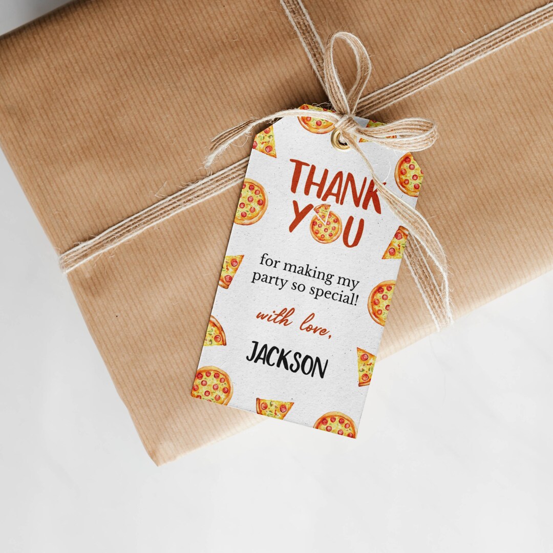 EDITABLE Pizza Birthday Thank You Tags, Pizza Birthday Favor Tags ...