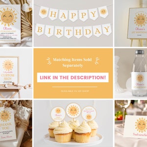 EDITABLE Sunshine Birthday Water Bottle Label, Girl Birthday Bottle ...