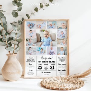 EDITABLE First Birthday Milestone Sign, First Year Milestone Photo ...