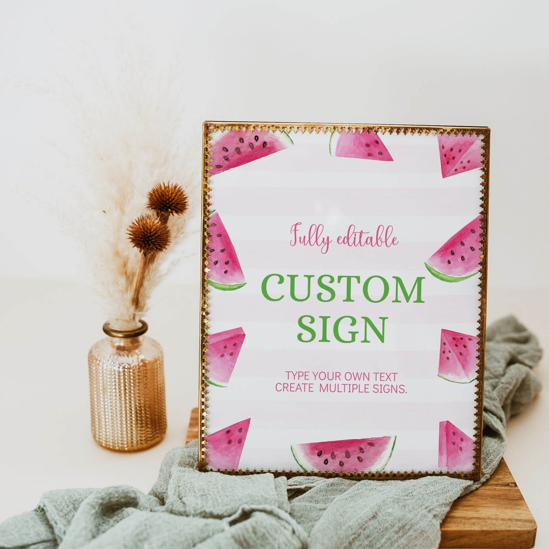 EDITABLE Summer Birthday Party Sign, Watermelon Birthday Custom Sign ...