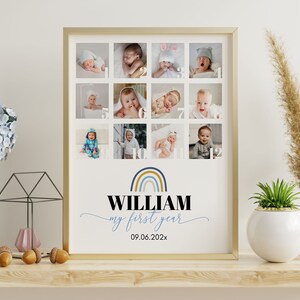 Editable First Year Photo Collage, 12 Month Photo Print, First Birthday ...