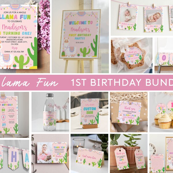 Llama First Birthday - Etsy
