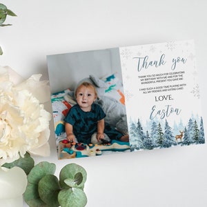 EDITABLE Winter Onederland Thank You Card, Winter 1st Birthday Thank ...