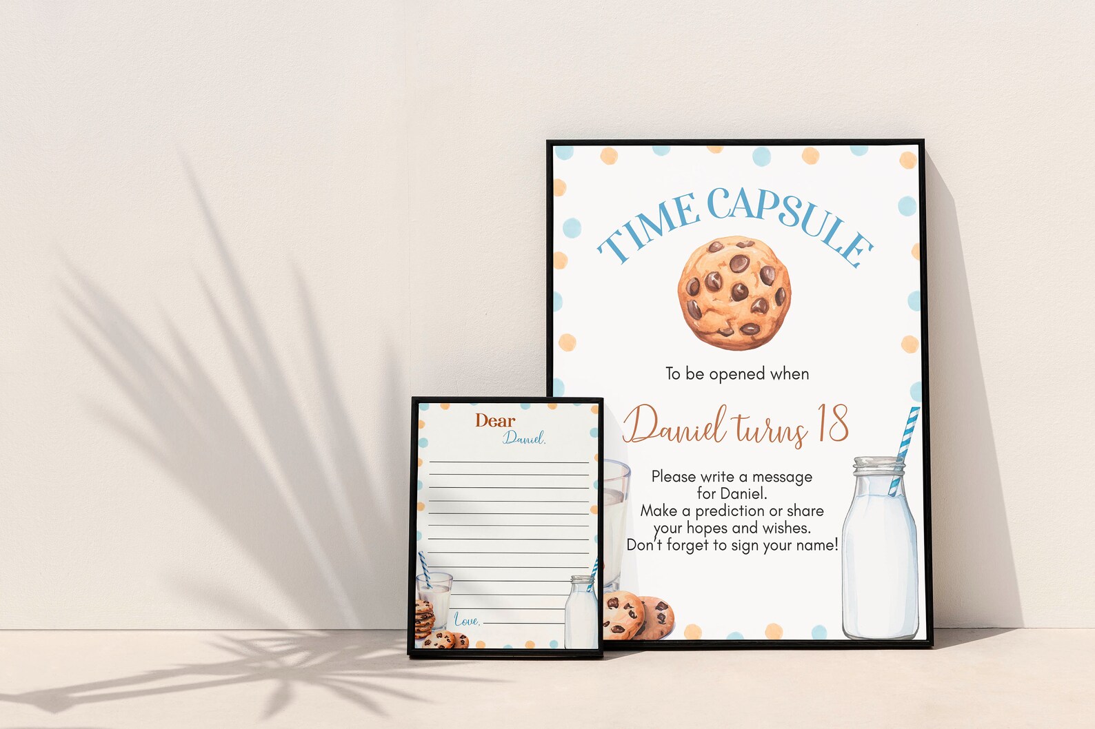EDITABLE Milk and Cookies First Birthday Time Capsule Template, Boy 1st ...