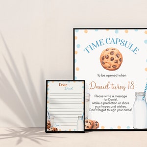 EDITABLE Milk and Cookies First Birthday Time Capsule Template, Boy 1st ...