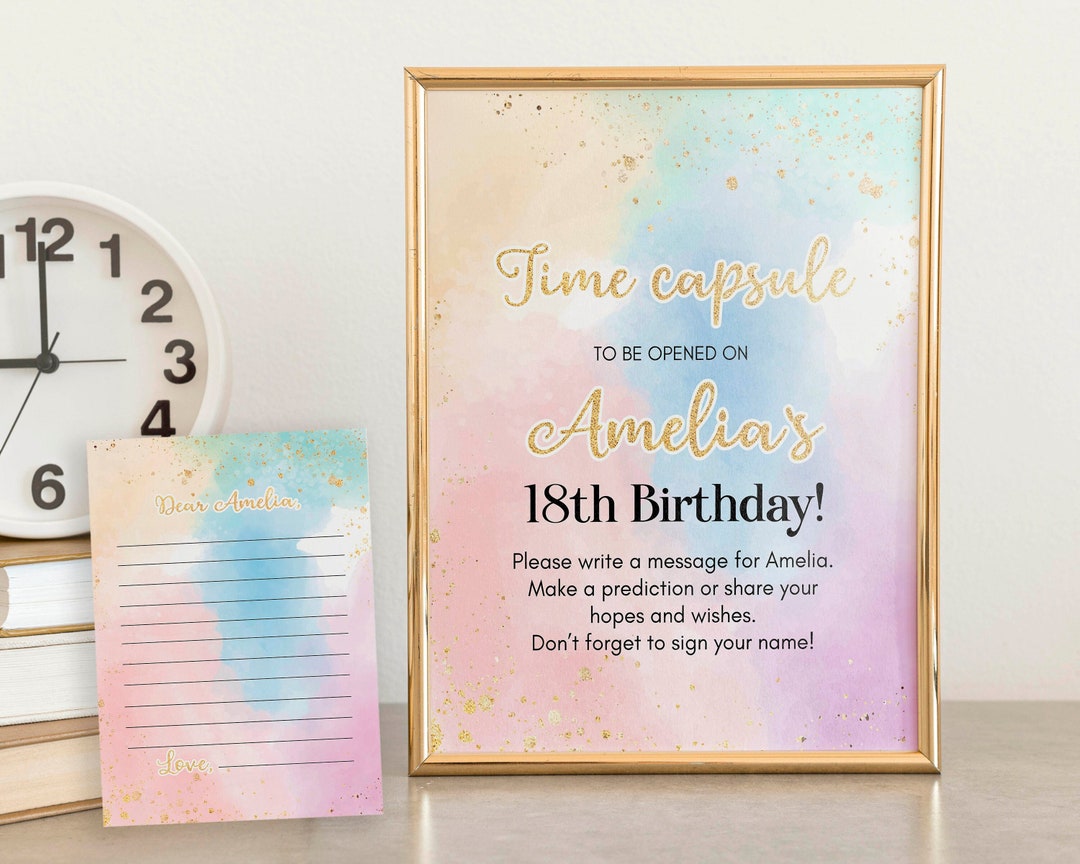 EDITABLE Pastel Rainbow Birthday Time Capsule Template - Etsy