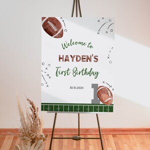 EDITABLE Football Birthday Welcome Sign, Sports Birthday Party Sign ...