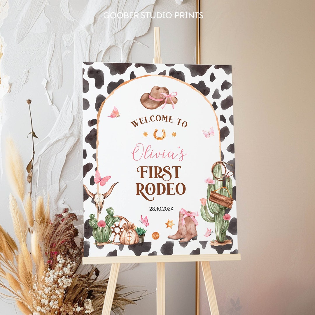 EDITABLE Wild West Birthday Welcome Sign, Cowgirl 1st Birthday Sign, My ...