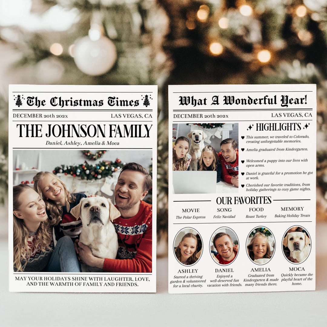 EDITABLE Christmas Newsletter Template, Christmas Card Template Year in ...
