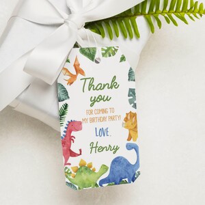 EDITABLE Dinosaur Birthday Party Favor Tag, Dinosaur 1st Birthday Thank ...