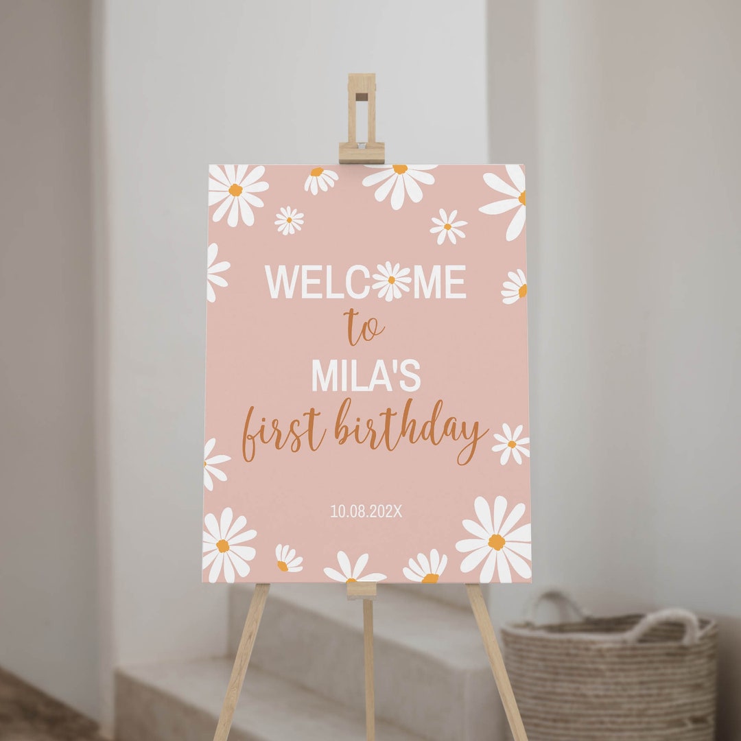EDITABLE Daisy Birthday Party Welcome Sign, Daisy Birthday Sign, Boho ...